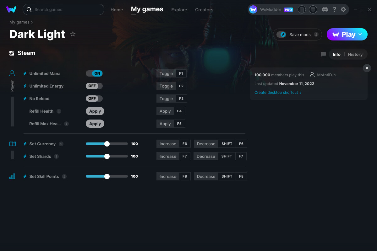 Dark Light Cheats and Trainer for Steam - Trainers - WeMod Community