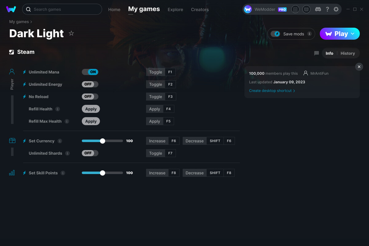 Dark Light Cheats and Trainer for Steam - Trainers - WeMod Community