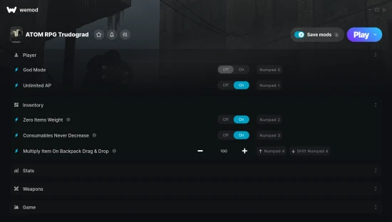 ATOM RPG Trudograd Cheats & Trainers for PC | WeMod