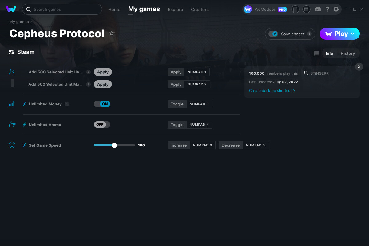 Cepheus Protocol Cheats and Trainer for Steam - Trainers - WeMod Community