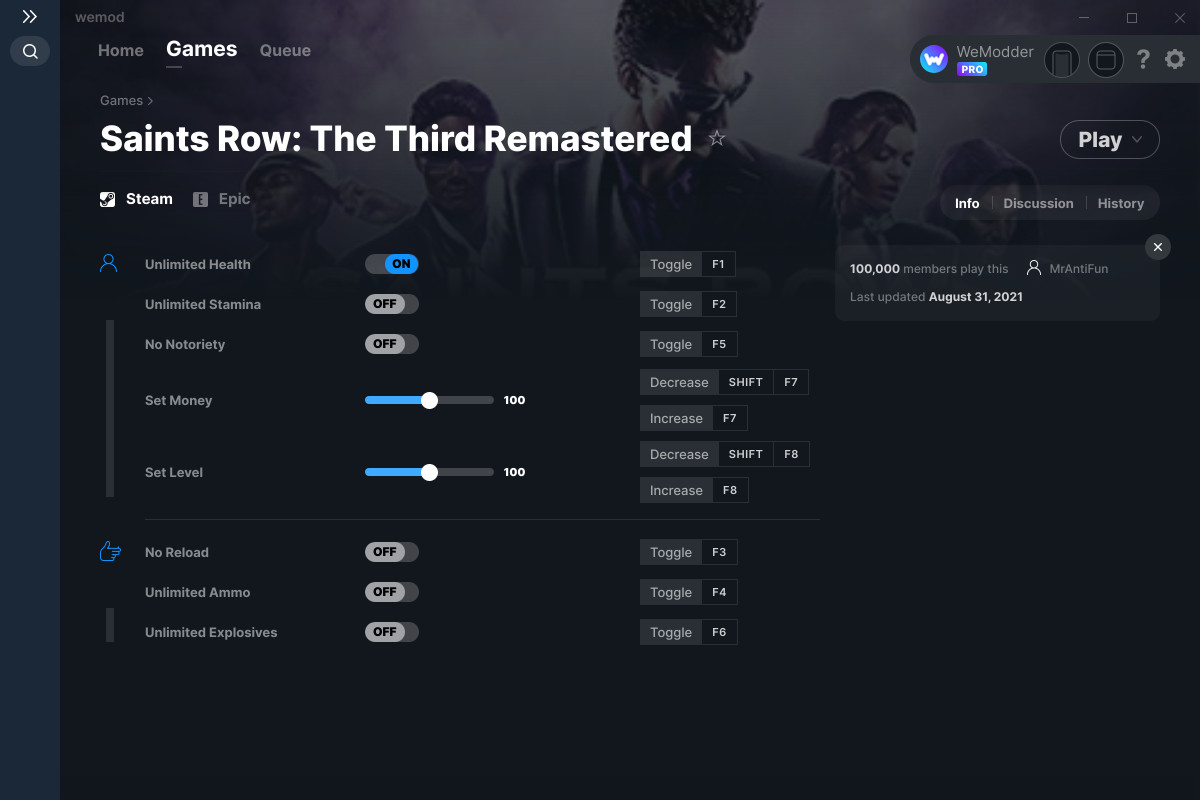 Saints Row: The Third Remastered Cheats and Trainer for Epic Games ...