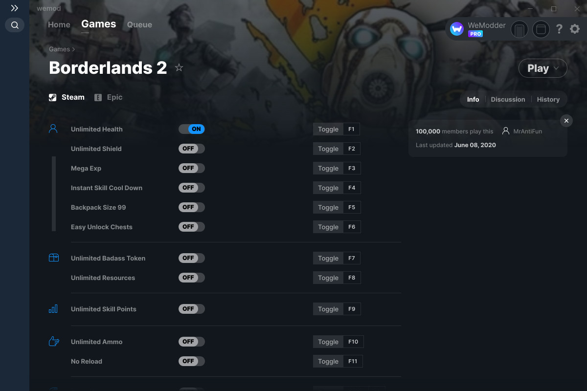 Borderlands 2 Cheats and Trainer for Epic Games - Trainers - WeMod ...