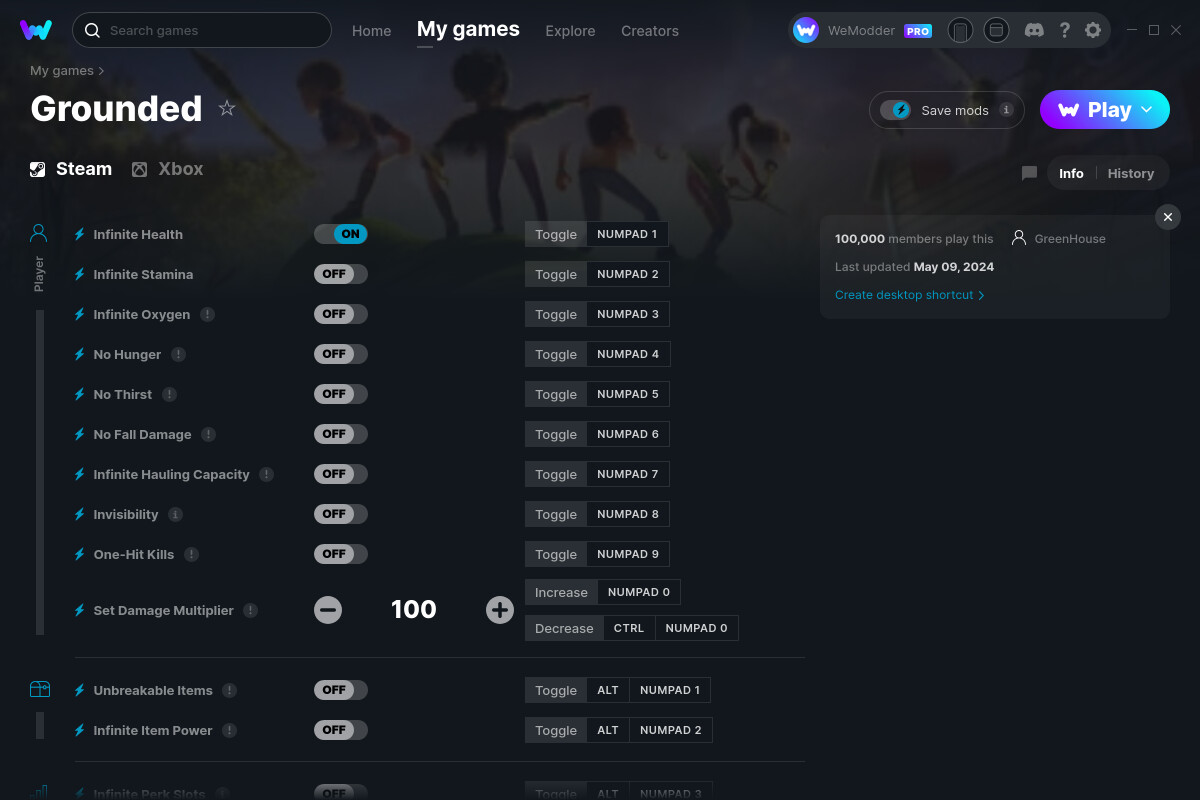 Grounded Cheats and Trainer for Xbox - Trainers - WeMod Community
