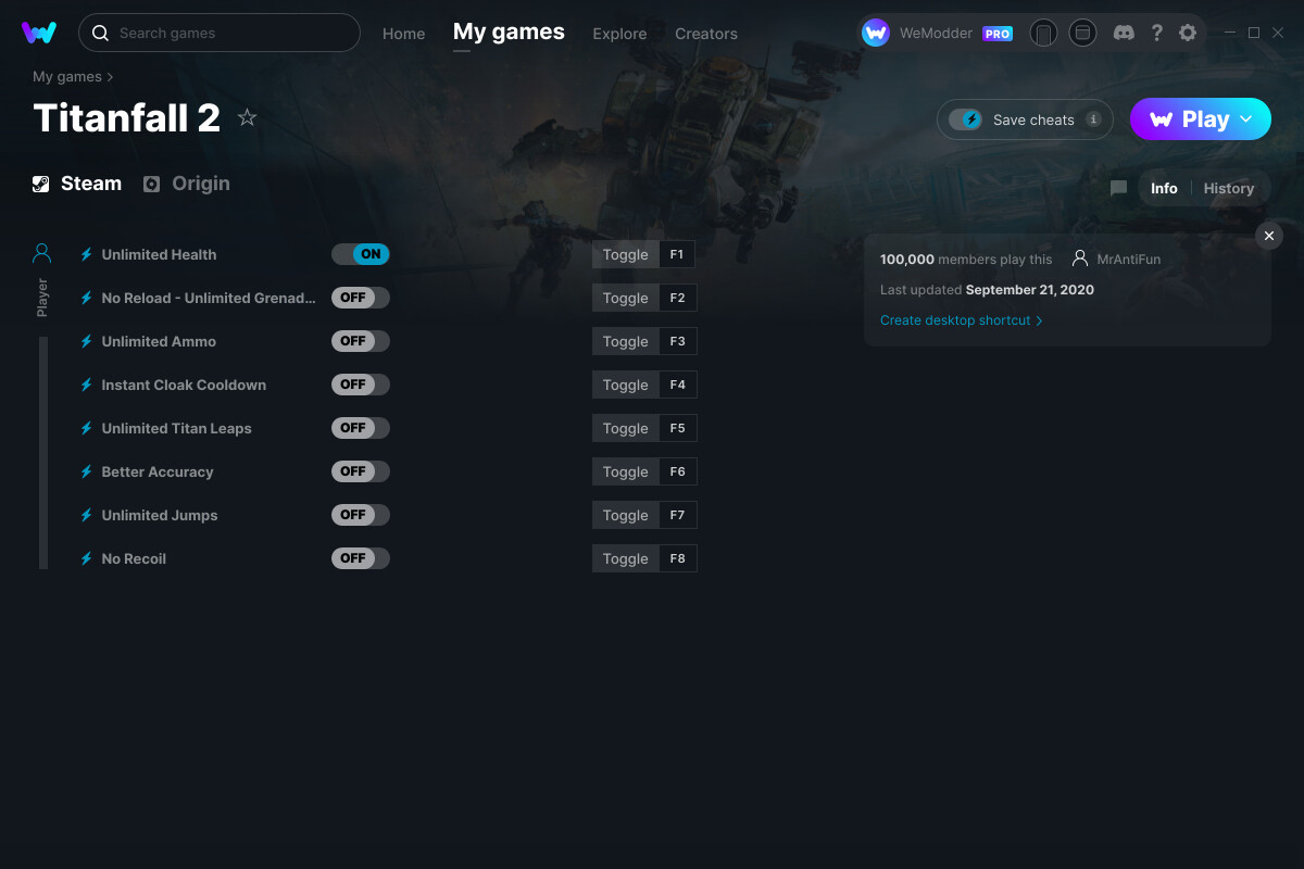 Titanfall 2 Cheats and Trainer for Steam - Trainers - WeMod Community