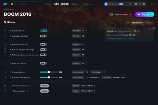 Trampas y Trainers de DOOM 2016 para PC - WeMod