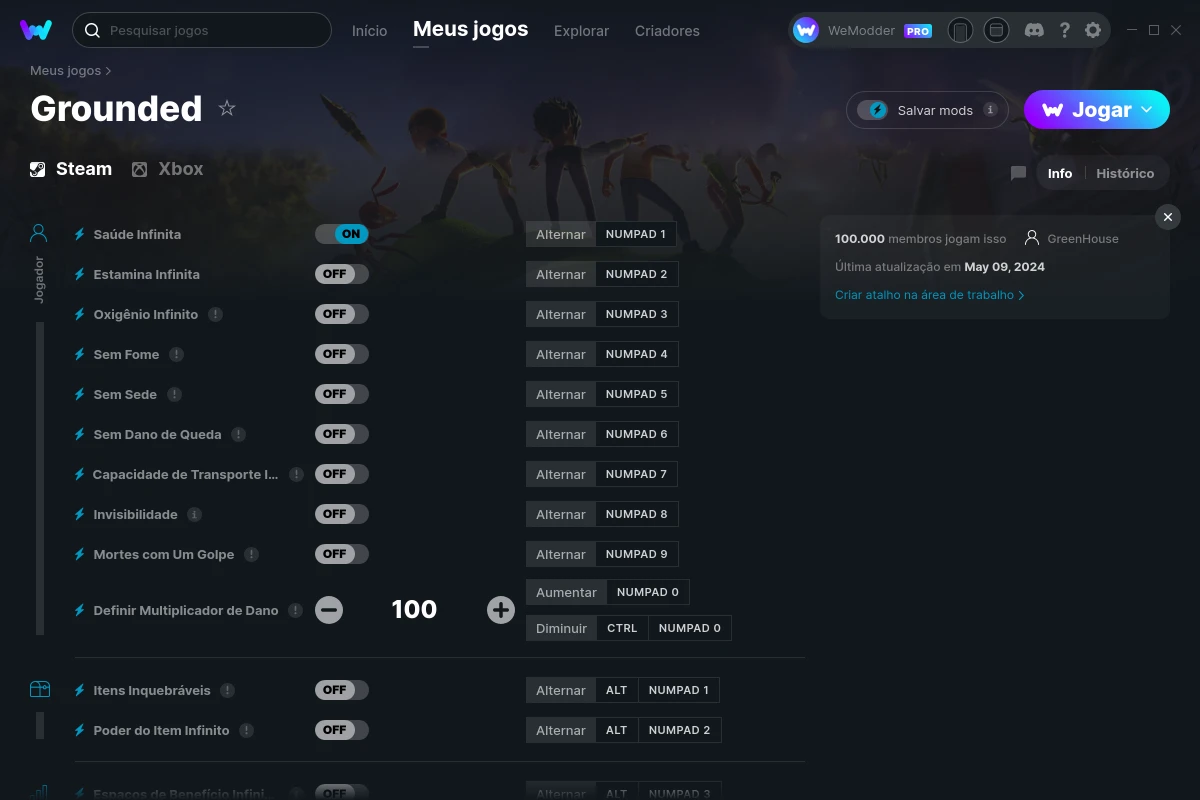 Cheats e Trainers para Grounded no PC - WeMod