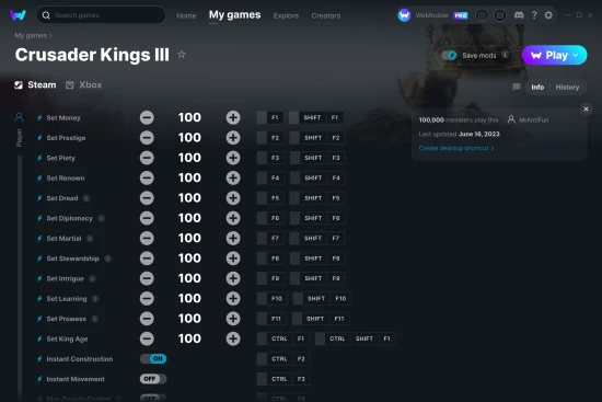 Crusader Kings III Cheats & Trainers for PC | WeMod