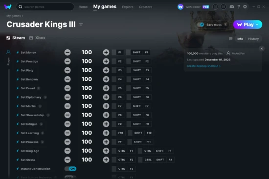 Crusader Kings III Cheats & Trainers for PC | WeMod