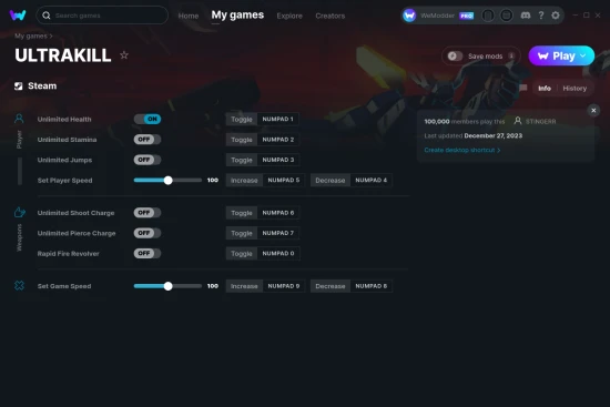 ULTRAKILL Cheats & Trainers for PC | WeMod