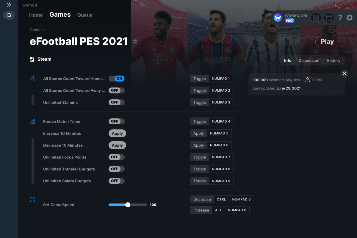 eFootball PES 2021 Cheats and Trainer for Steam - Trainers - WeMod ...