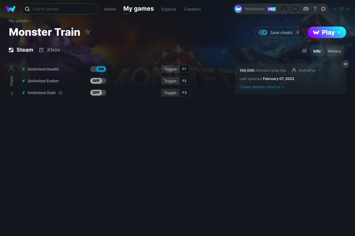 Monster Train Cheats & Trainers for PC | WeMod