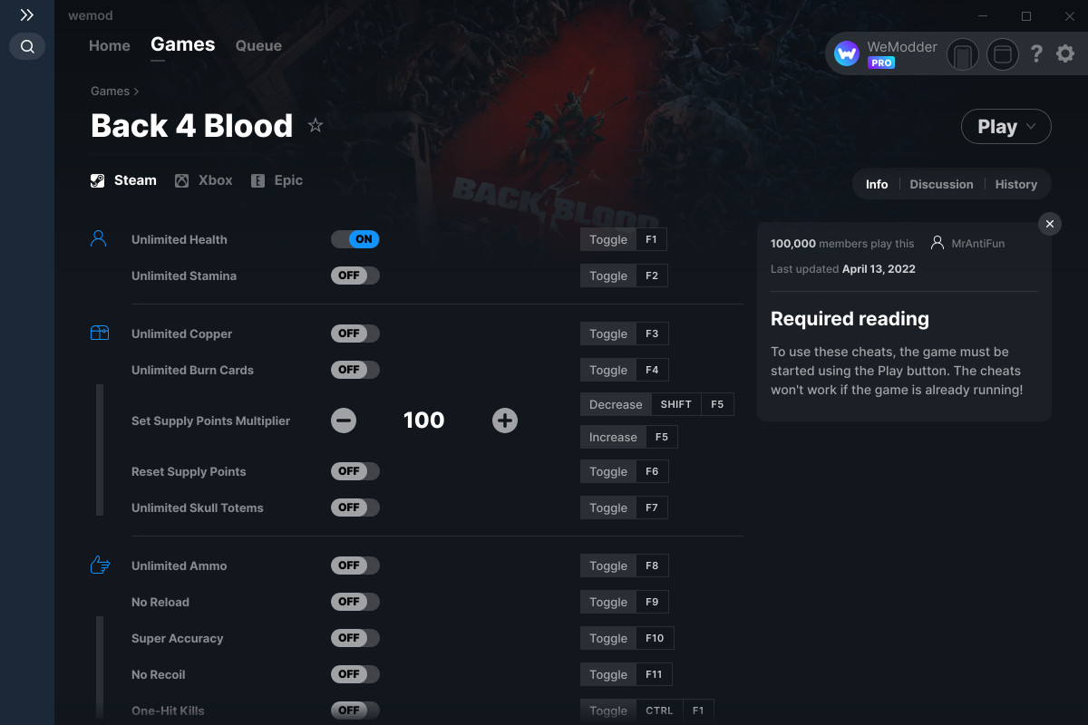 Back 4 Blood Cheats and Trainer for Steam - Trainers - WeMod Community