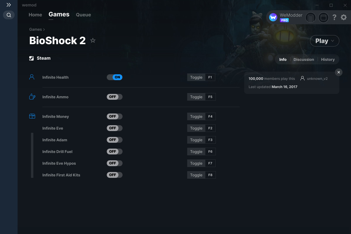 BioShock 2 Cheats and Trainer for Steam - Trainers - WeMod Community