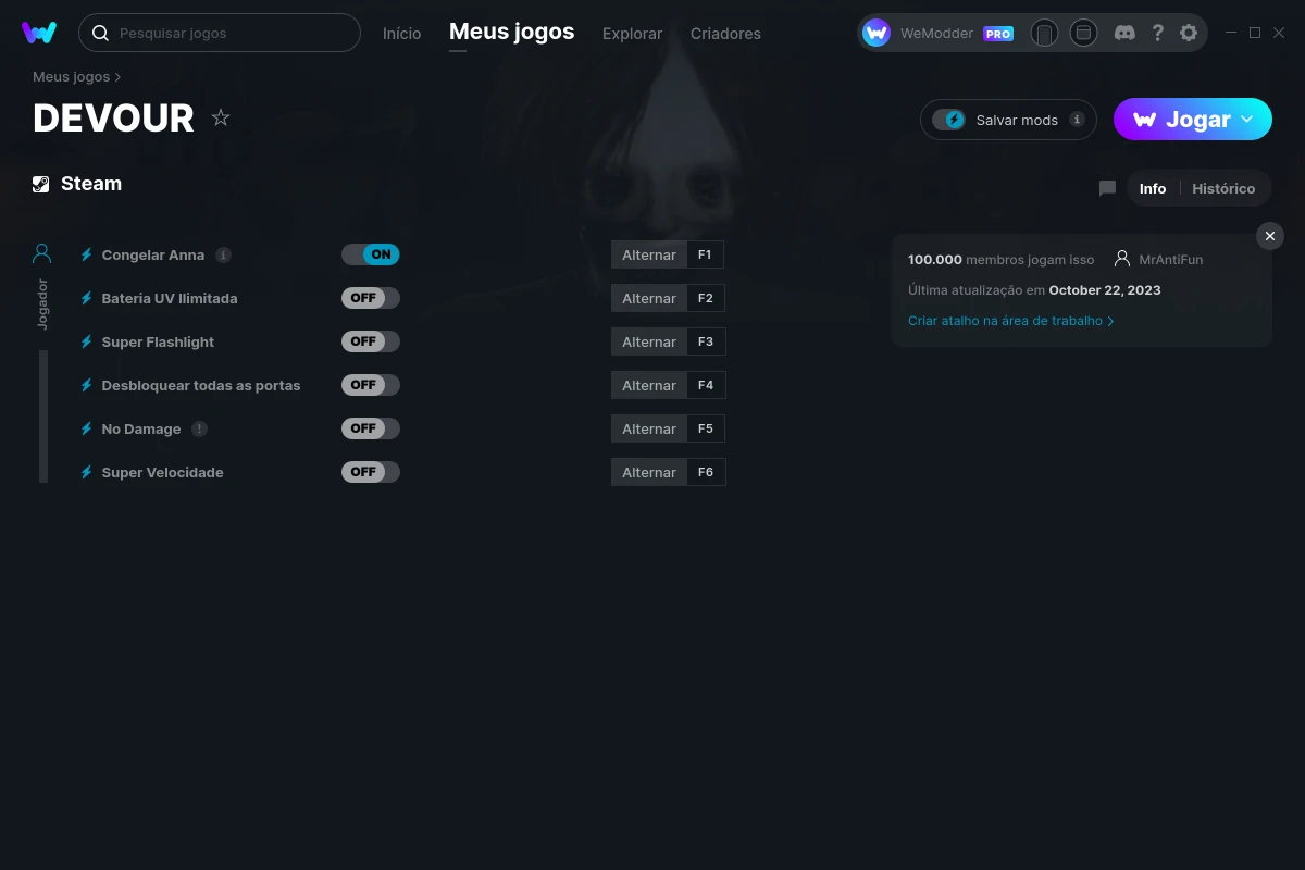 Cheats e Trainers para DEVOUR no PC - WeMod