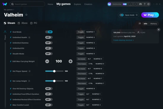 Valheim Cheats & Trainers for PC | WeMod
