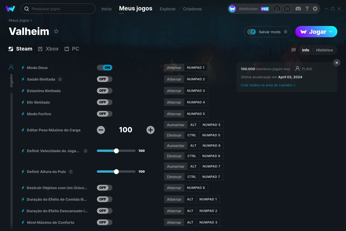 Cheats e Trainers para Valheim no PC - WeMod