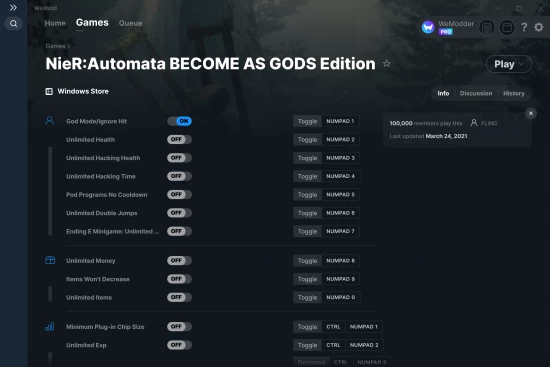 NieR:Automata BECOME AS GODS Edition Cheats and Trainers for PC - WeMod