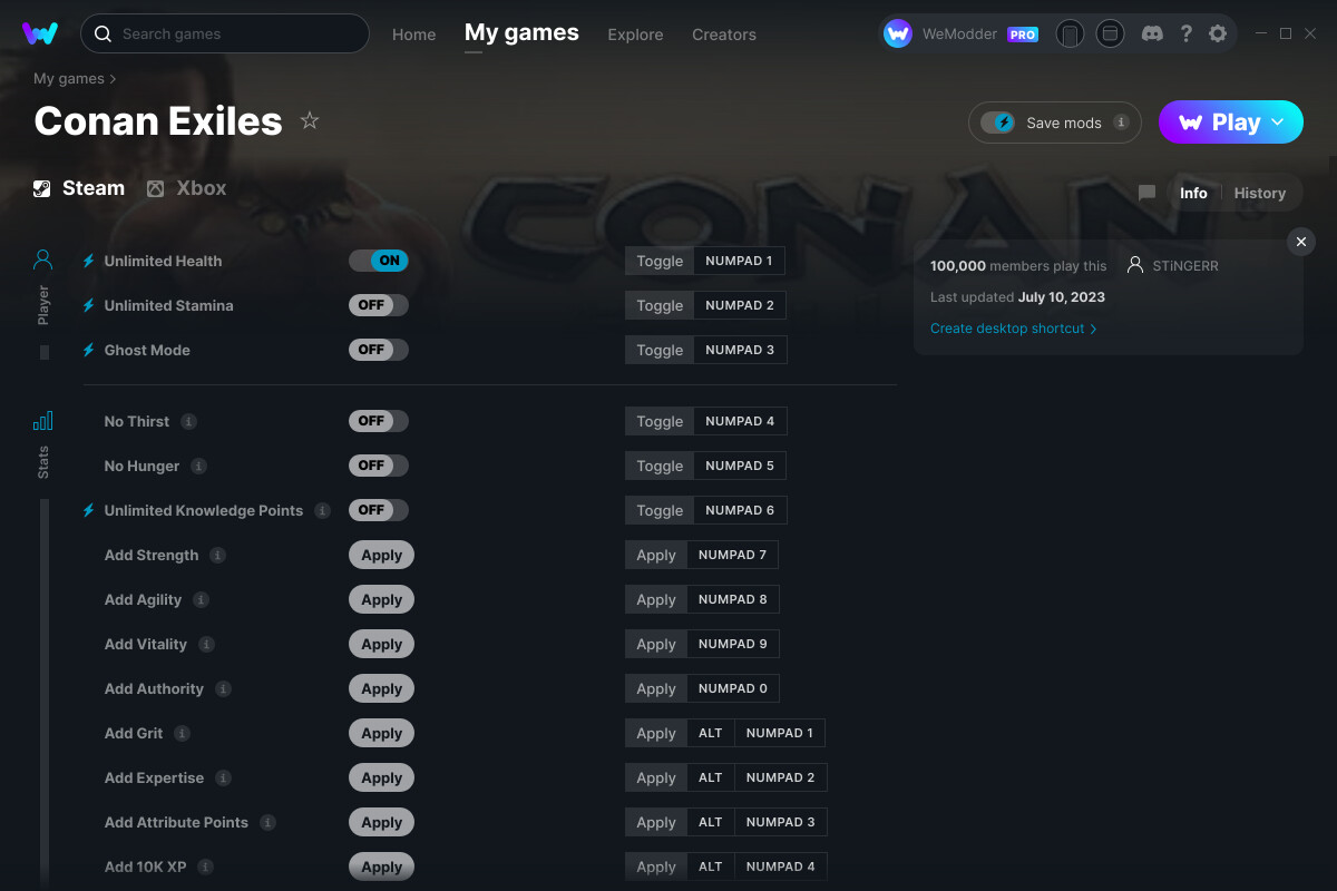 Conan Exiles Cheats and Trainer for Xbox - Trainers - WeMod Community