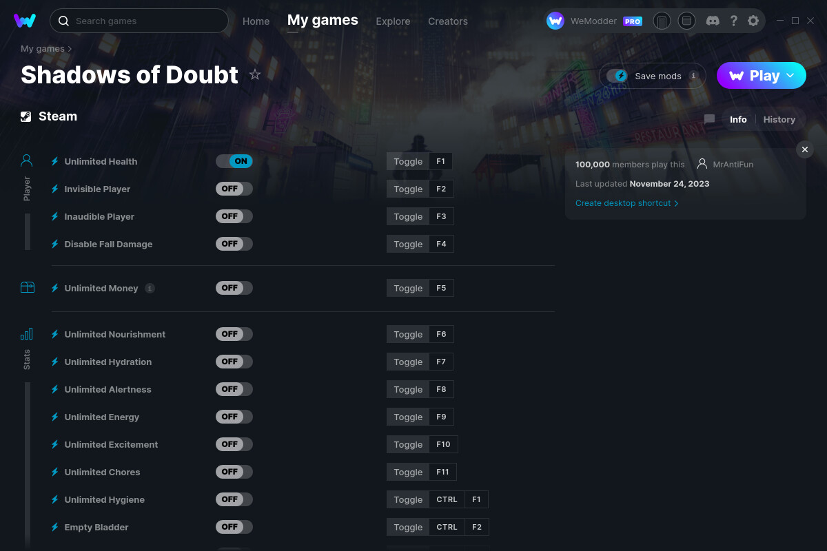 Shadows of Doubt Cheats and Trainer for Steam - Trainers - WeMod Community