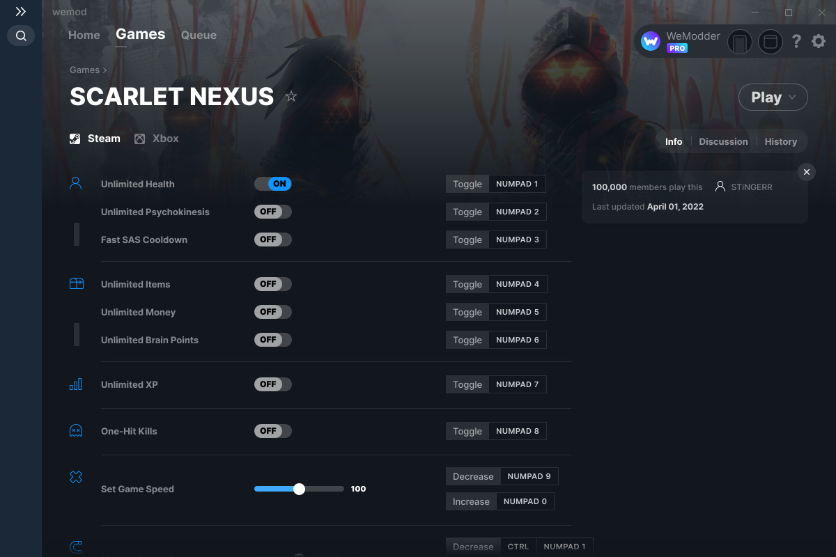 SCARLET NEXUS Cheats and Trainer for Steam - Trainers - WeMod Community