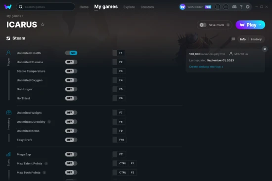 ICARUS Cheats & Trainers for PC | WeMod
