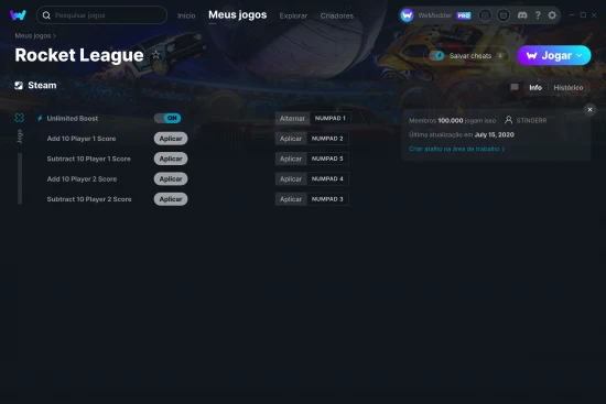 Cheats e Trainers para Rocket League no PC - WeMod
