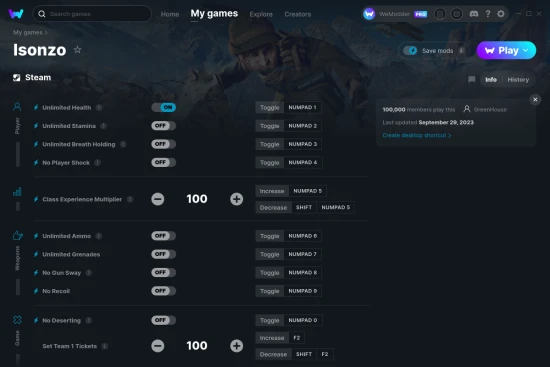 Isonzo Cheats & Trainers for PC | WeMod