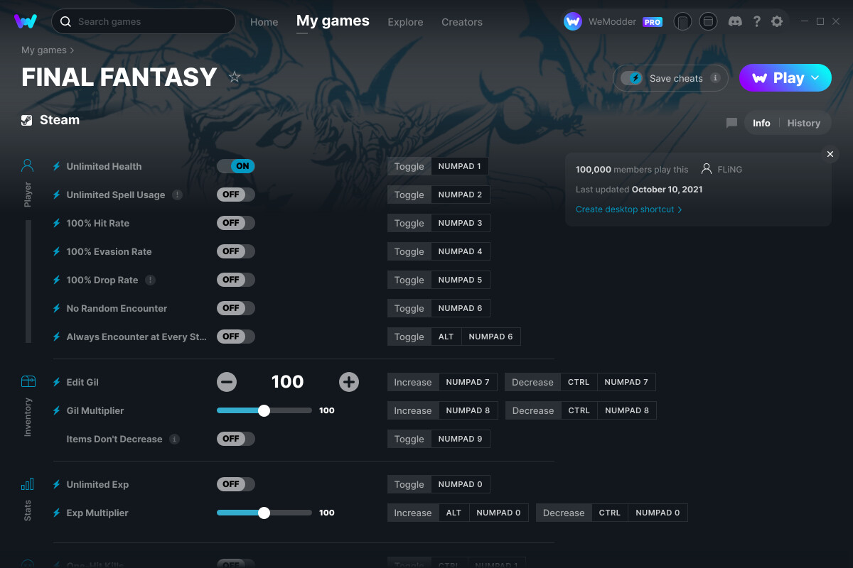 FINAL FANTASY (Pixel Remaster) Cheats and Trainer for Steam - Trainers - WeMod Community