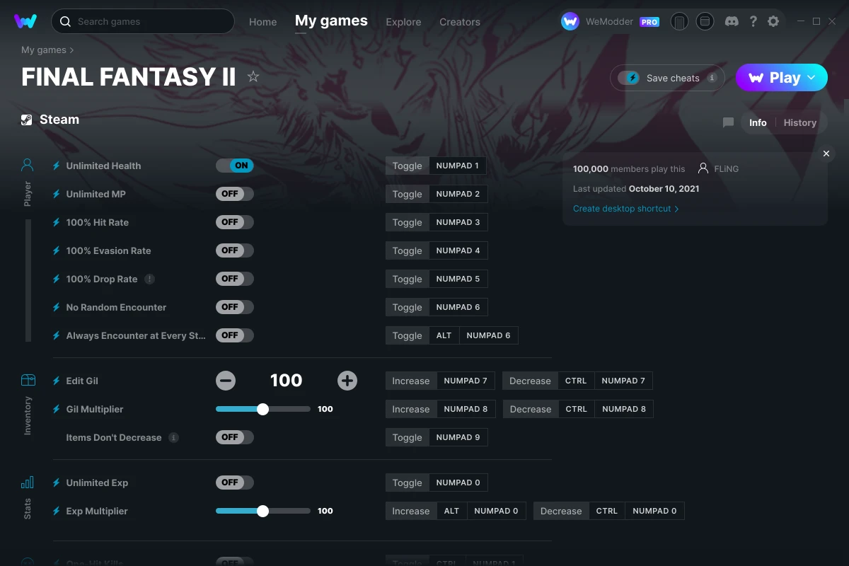 FINAL FANTASY II Cheats & Trainers for PC | WeMod