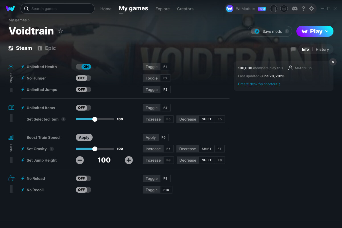 Voidtrain Cheats and Trainer for Epic Games - Trainers - WeMod Community