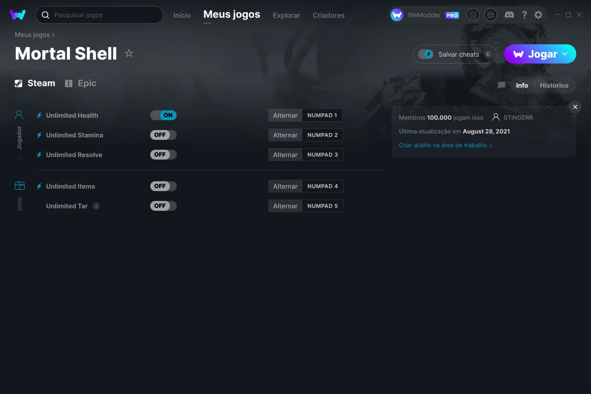 Cheats e Trainers para Mortal Shell no PC - WeMod