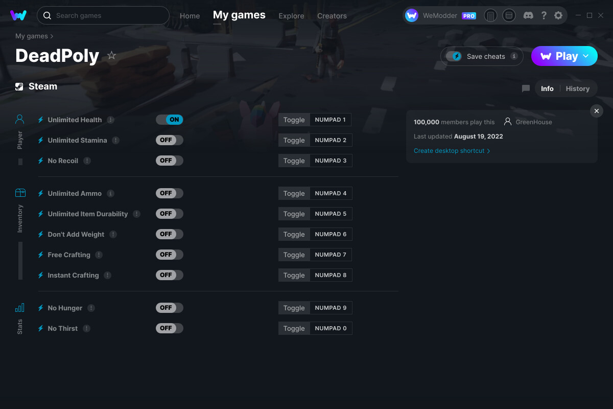 DeadPoly Cheats and Trainer for Steam - Trainers - WeMod Community
