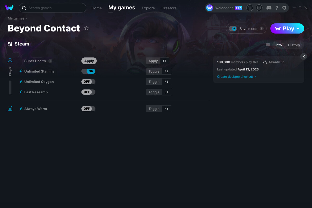 Beyond Contact Cheats and Trainer for Steam - Trainers - WeMod Community