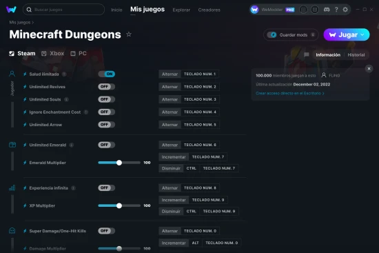 Trampas y Trainers de Minecraft Dungeons para PC | WeMod