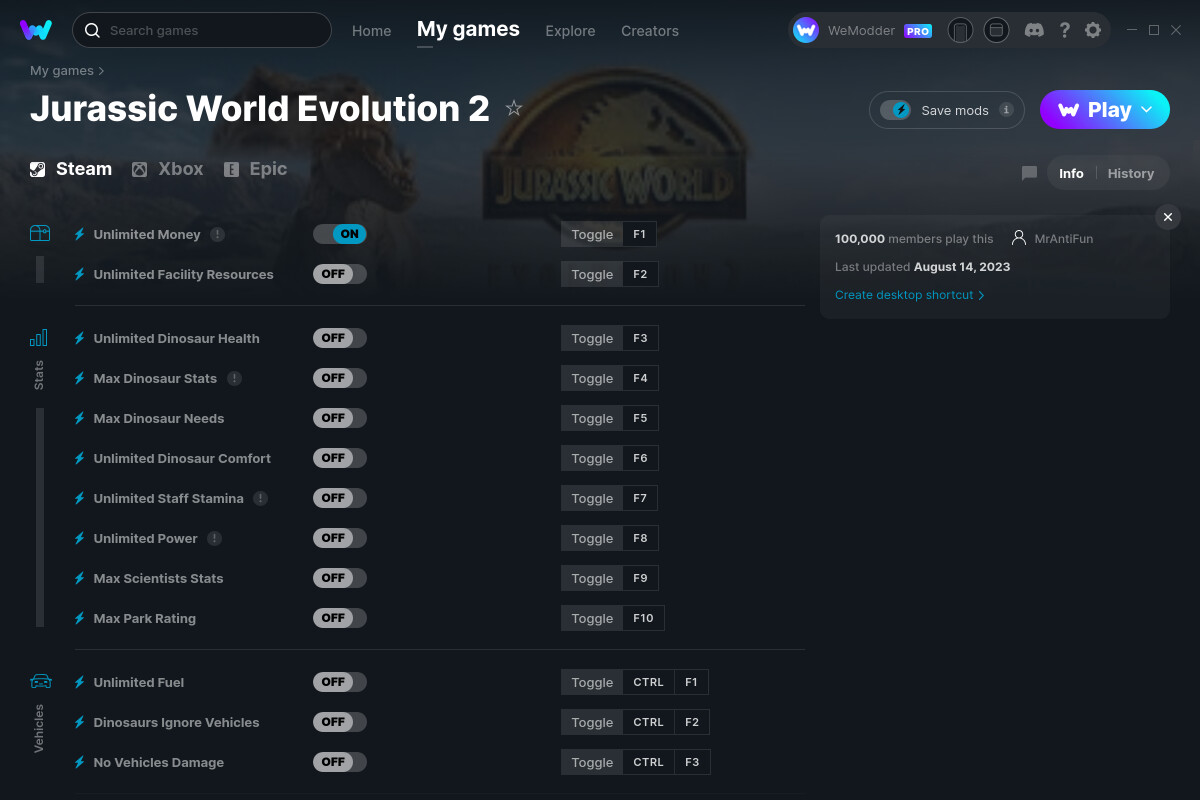 Jurassic World Evolution 2 Cheat Engine