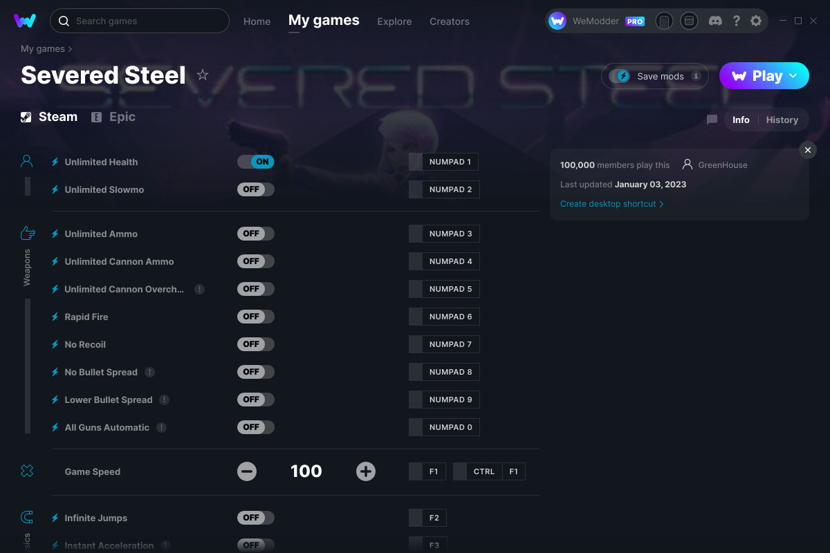 Severed Steel Cheats and Trainer for Epic Games - Trainers - WeMod Community