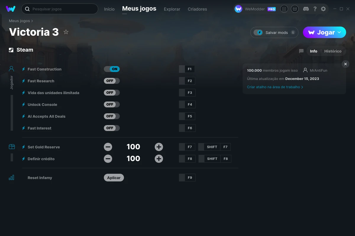 Cheats e Trainers para Victoria 3 no PC - WeMod