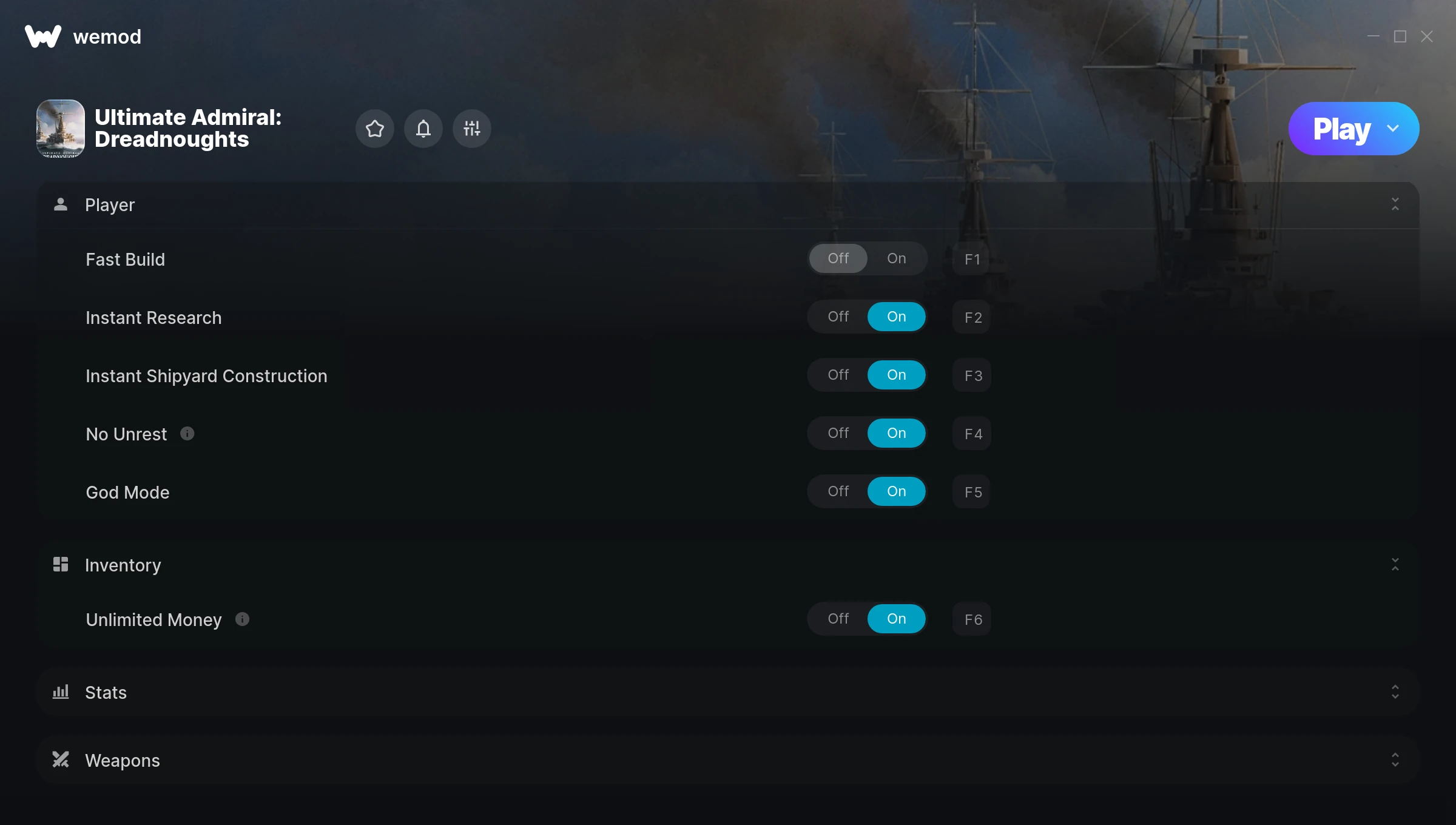 Ultimate Admiral: Dreadnoughts Cheats & Trainers for PC | WeMod