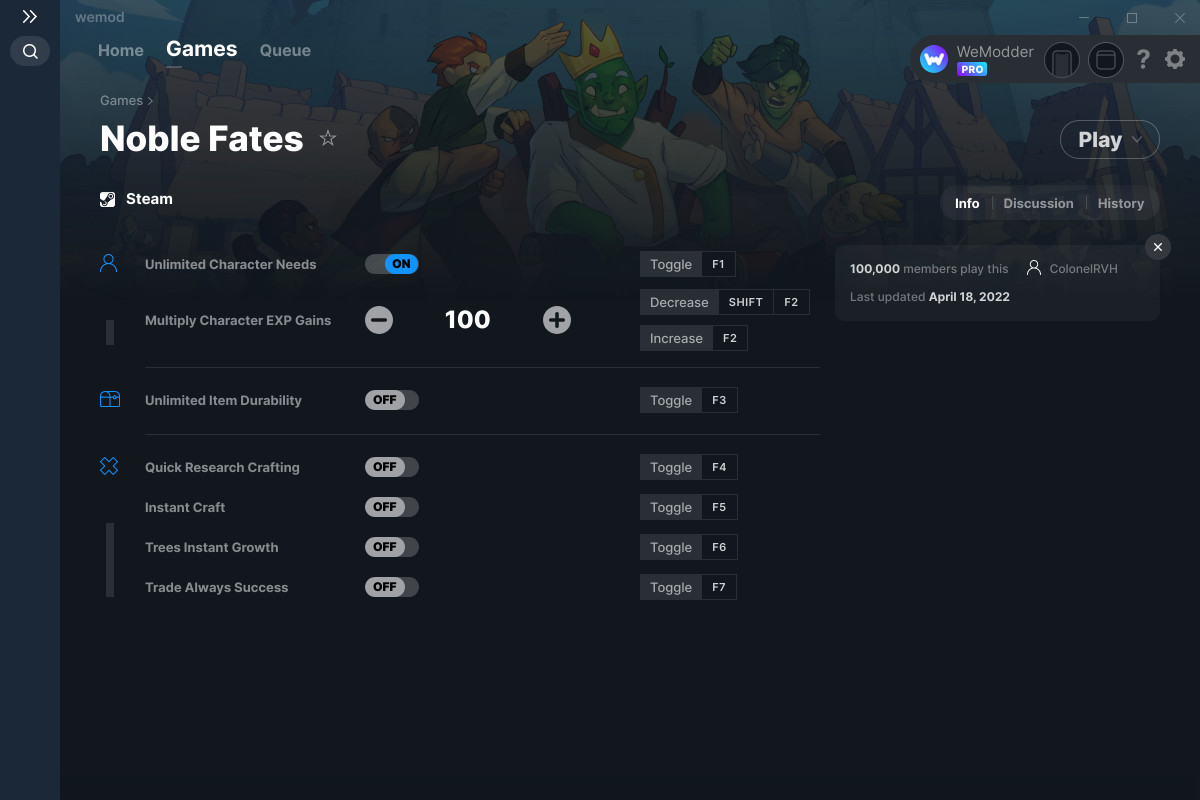Noble Fates Cheats and Trainer for Steam - Trainers - WeMod Community
