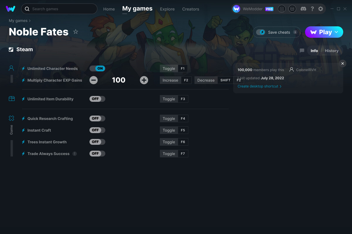 Noble Fates Cheats and Trainer for Steam - Trainers - WeMod Community