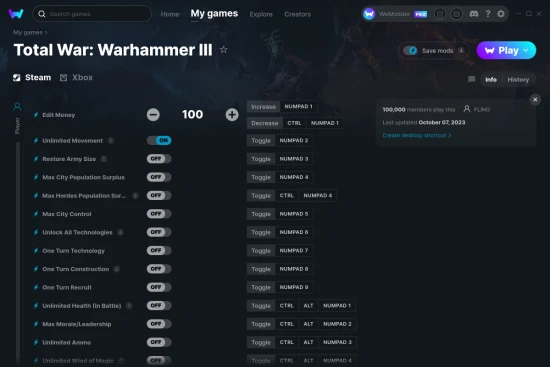 Total War: Warhammer III Cheats & Trainers for PC | WeMod