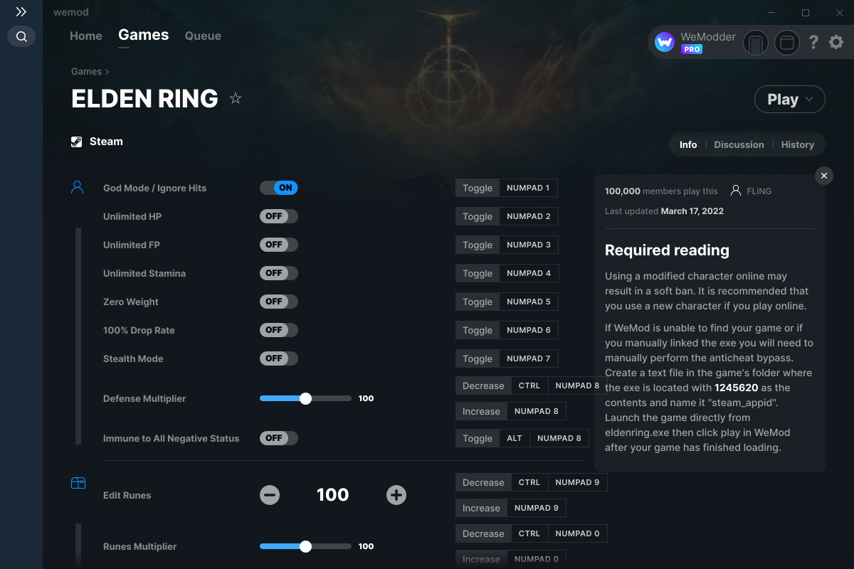 ELDEN RING Cheats and Trainer for Steam - Trainers - WeMod Community