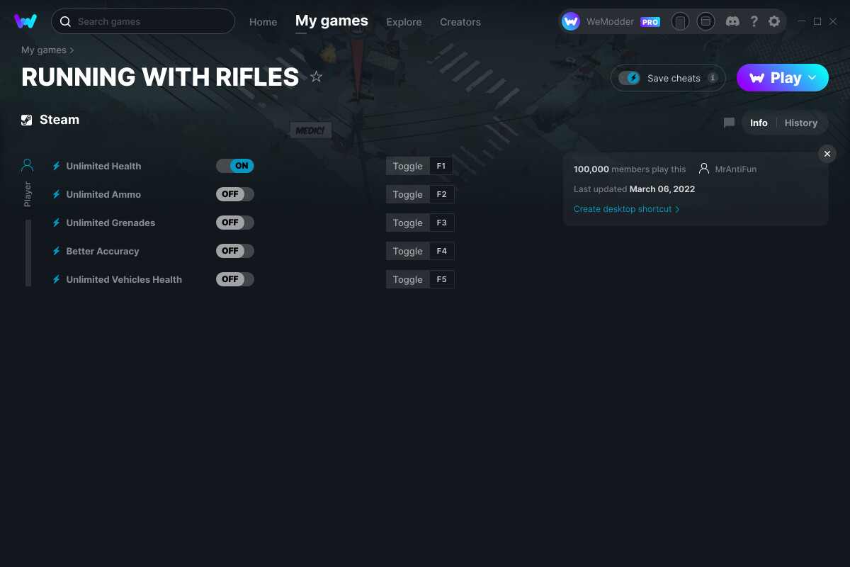 RUNNING WITH RIFLES Cheats and Trainer for Steam - Trainers - WeMod Community