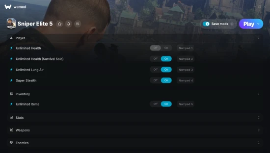 Sniper Elite 5 Cheats & Trainers for PC | WeMod