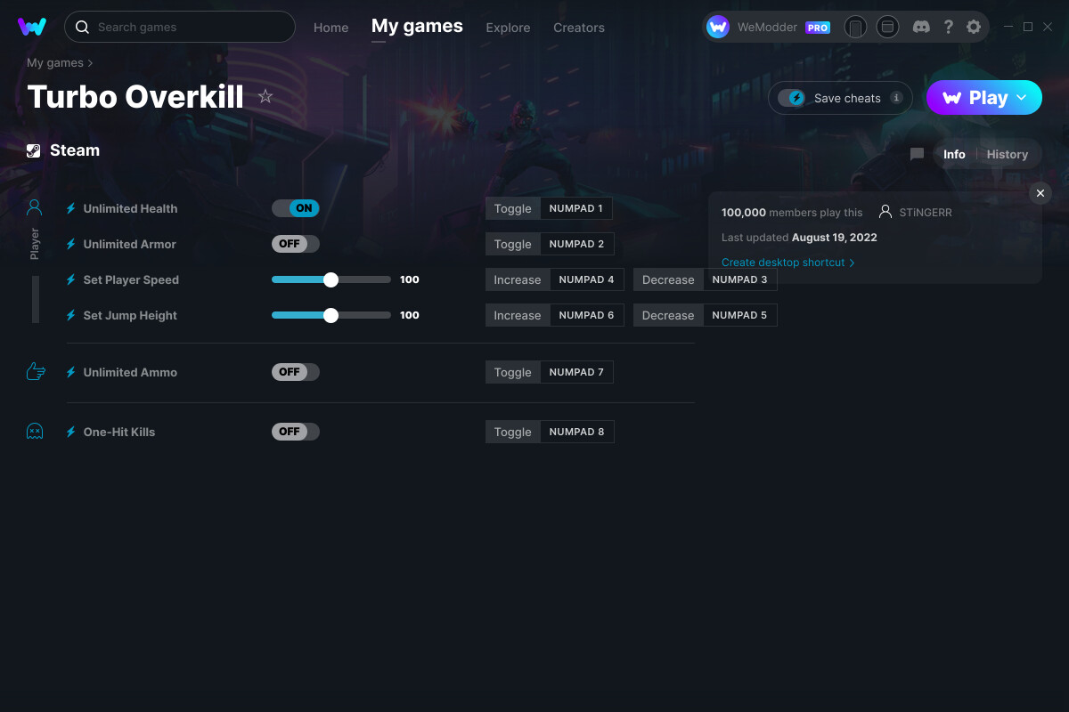 Turbo Overkill Cheats and Trainer for Steam - Trainers - WeMod Community