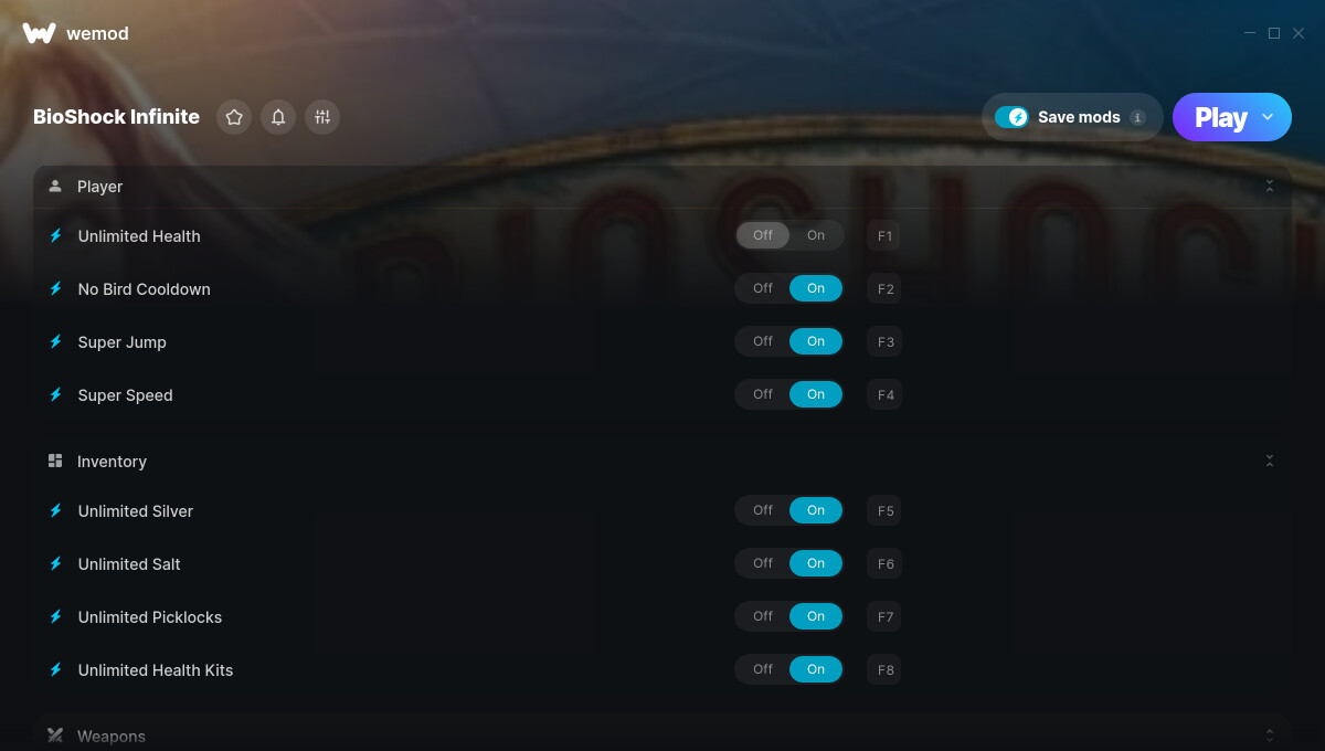 BioShock Infinite Cheats and Trainer for Epic Games - Trainers - WeMod ...