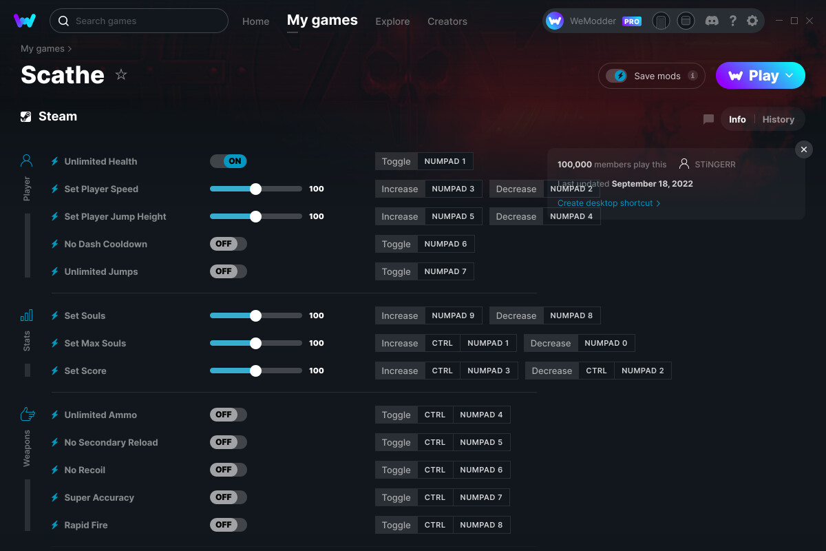 Scathe Cheats and Trainer for Steam - Trainers - WeMod Community