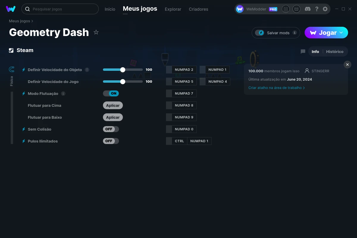 Cheats e Trainers para Geometry Dash no PC - WeMod