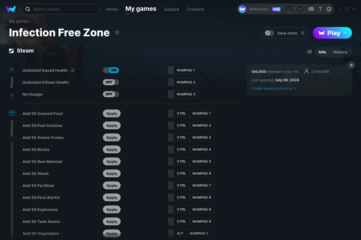 Infection Free Zone Cheats & Trainers for PC | WeMod