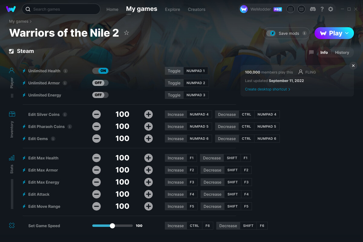 Warriors of the Nile 2 Cheats and Trainer for Steam - Trainers - WeMod Community